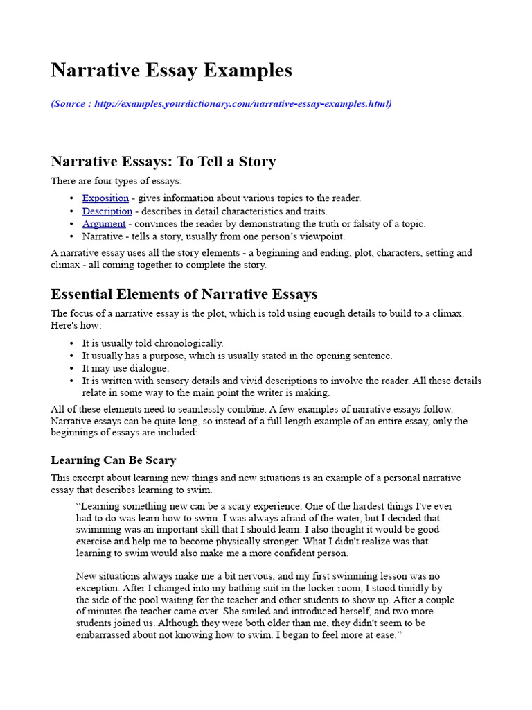 Narrative Essay Examples 2de | PDF | Essays | Narrative