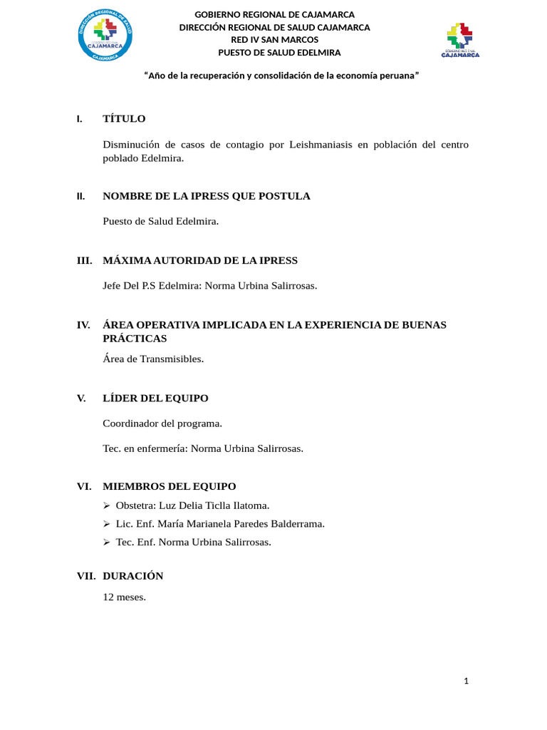 Experiencia Exitosa Edelmira 2024 | PDF | Infección | Especialidades Medicas