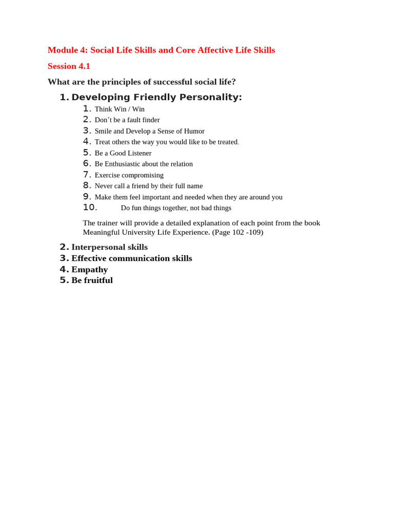 What Are The Principles of Successful Social Life | PDF