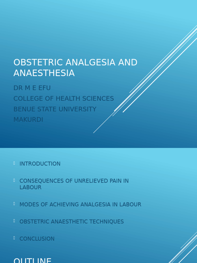 Obstetric Analgesia and Anaesthesia | PDF | Childbirth | Pain