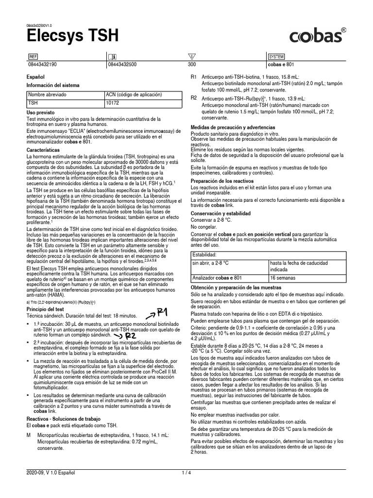 Test Inmunológico Elecsys TSH | PDF | Hormona estimulante de la tiroides