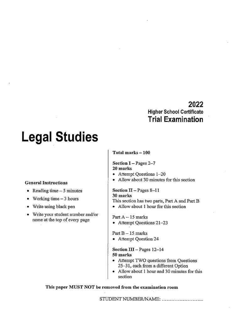 Legal Studies Past Paper HSC | PDF