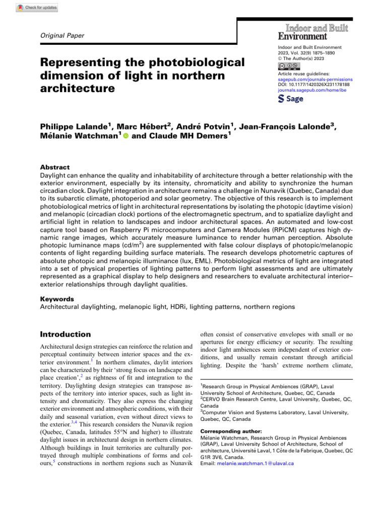 Representing The Photobiological Dimension of Light in Northern ...