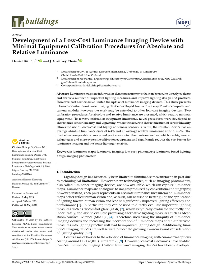 Development of A LowCost Luminance Imaging Device With Minimal ...