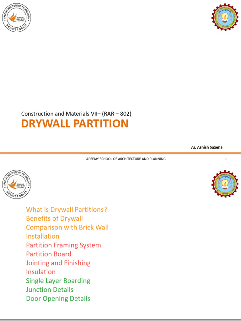 Drywall Partition Installation Guide | PDF | Drywall | Wall