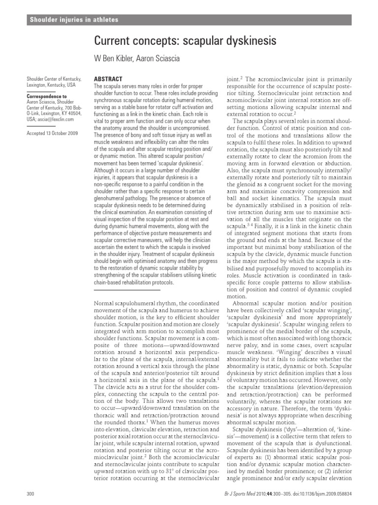 Kibler Test and Scapular Dyskinesis Types | PDF | Shoulder | Anatomical ...