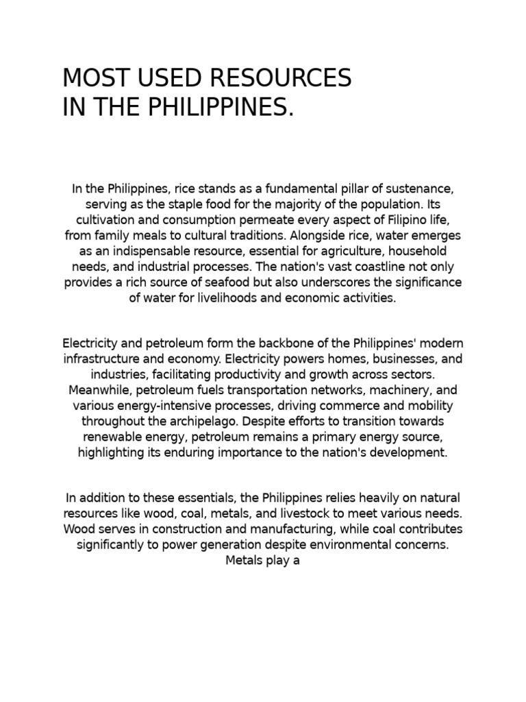 Essential Resources in the Philippines | PDF