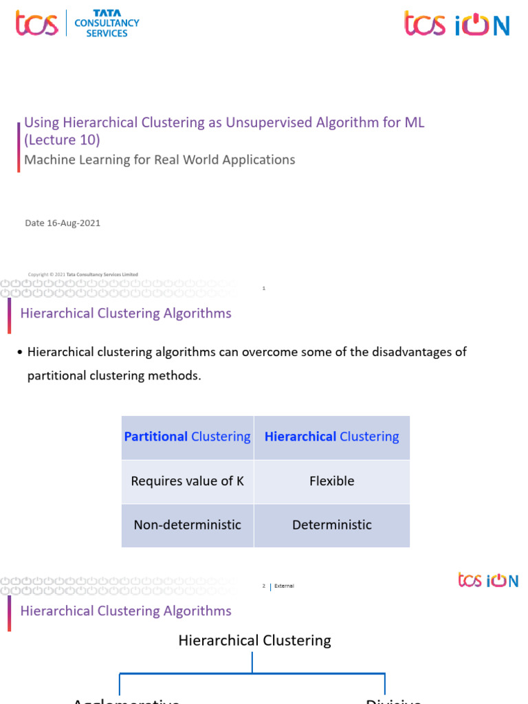 1629189889 ML TCS Lecture Hierarchical 1608 | PDF | Cluster Analysis | Discrete Mathematics