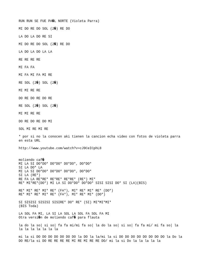 Canciones con notas para quena | PDF