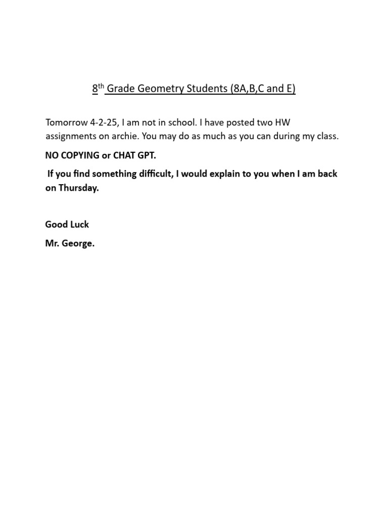 8th Grade Geometry Students | PDF