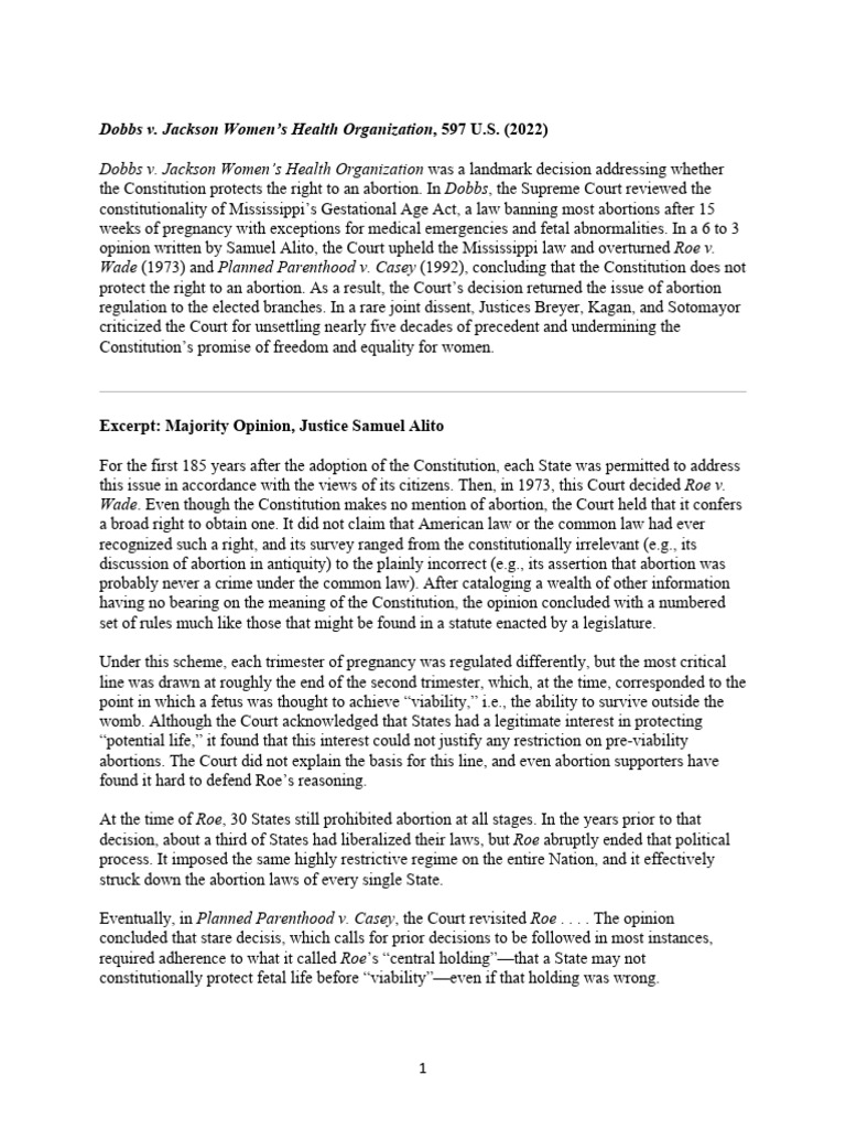 Dobbs_v_Jackson_Womens_Health | PDF | Planned Parenthood V. Casey ...