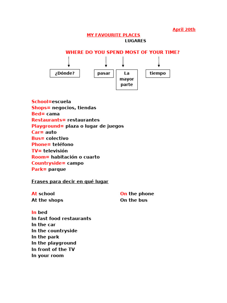 My Favorite Places and Preferences | PDF