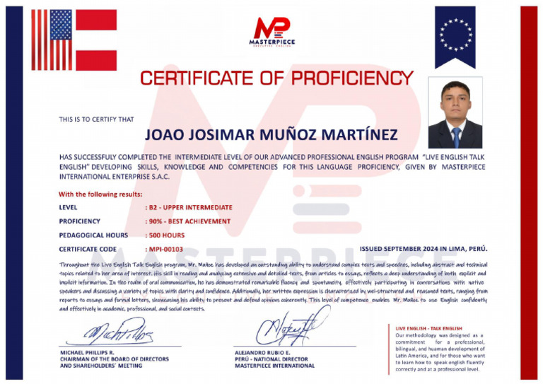 certificado de ingles MARTERPIECE | PDF