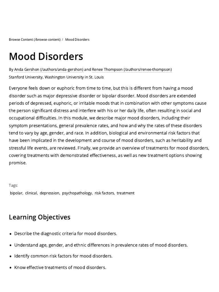 Mood Disorders _ Noba-compressed | PDF | Antidepressant | Major ...