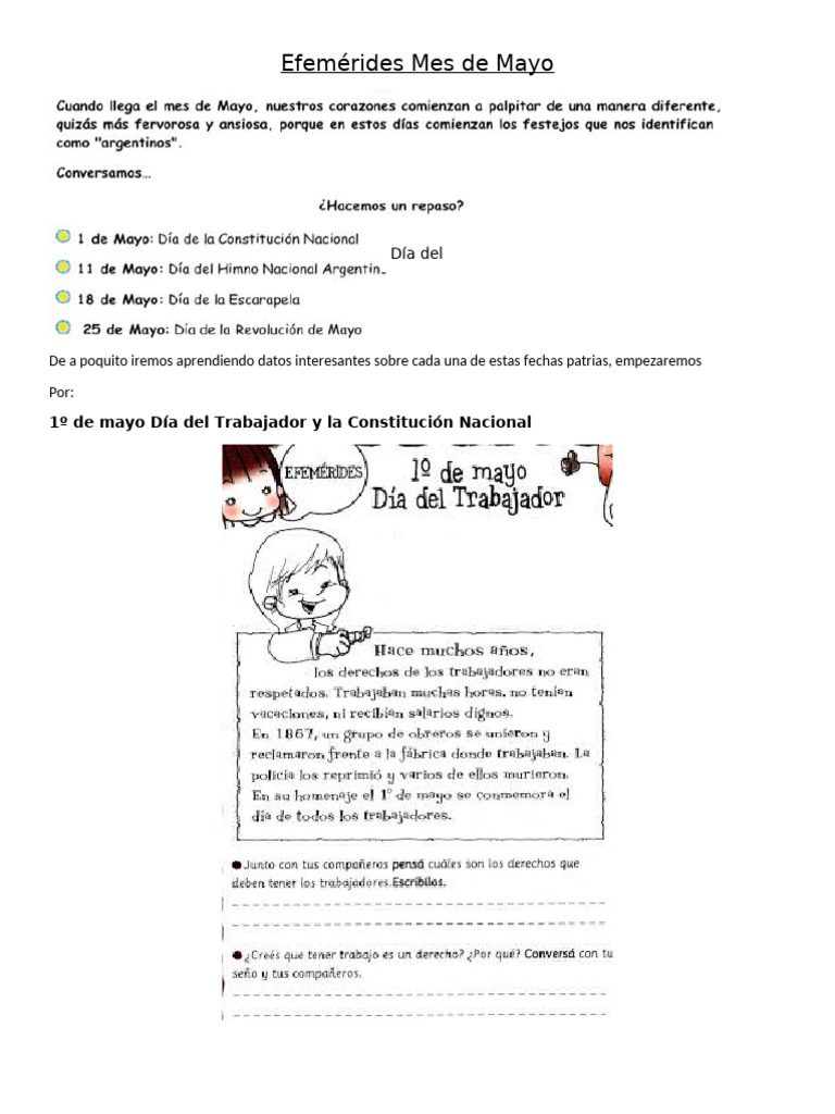 Efemérides de Mayo en Argentina | PDF