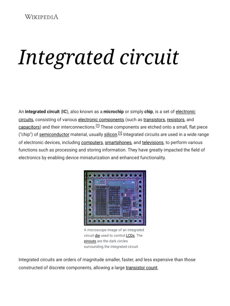 Integrated Circuit - Wikipedia | PDF | Integrated Circuit ...