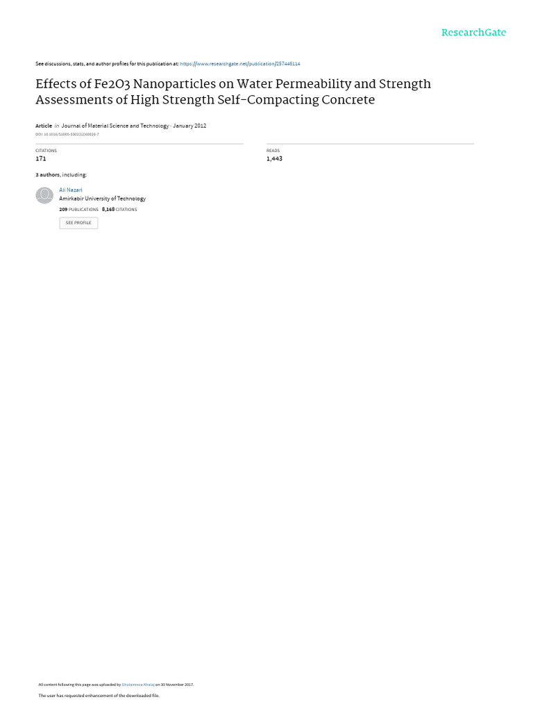Effects of Fe2O3 Nanoparticles On Water Permeability and Strength ...