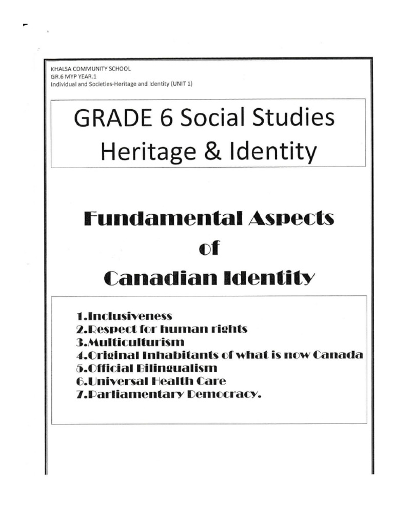 FUNDAMENTAL ASPECTS OF CANADIAN IDENTITY 2 | PDF