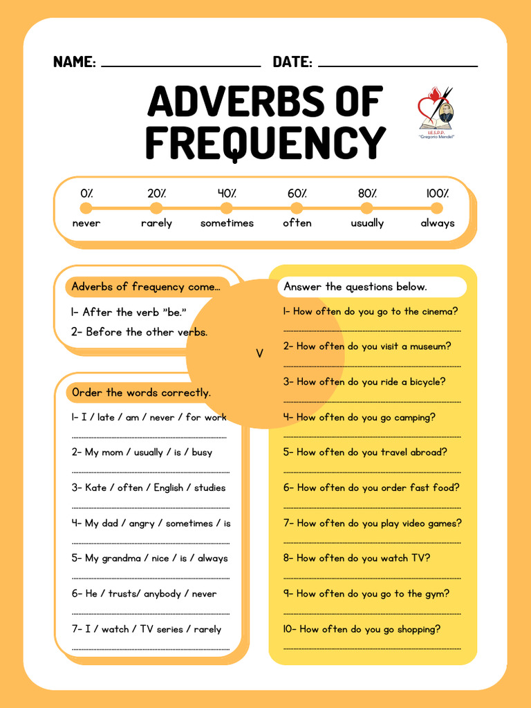 Adverbs of Frequency Worksheet | PDF | Adverb | Language Families