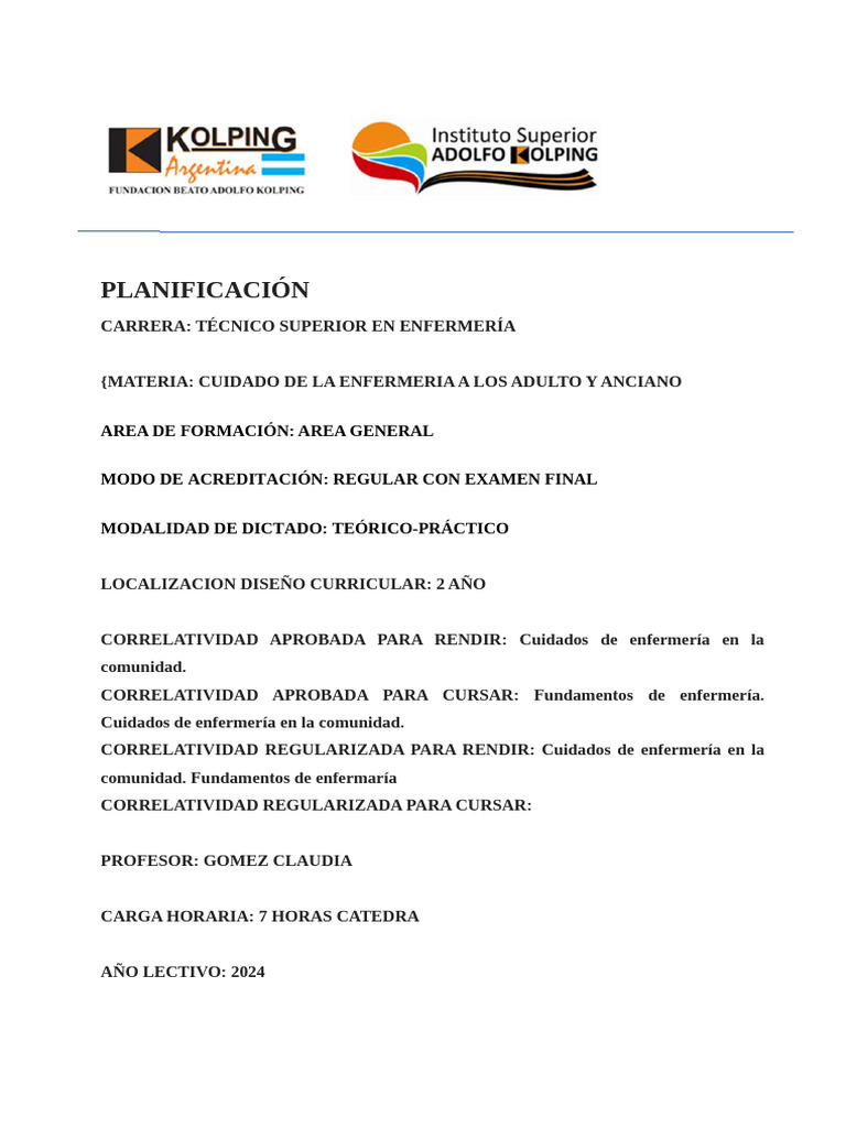 PLANIFIC 2019 CUIDADO EN ENFERMO EN EL ADULTO MAYOR Y ANCIANO II AÑO ...