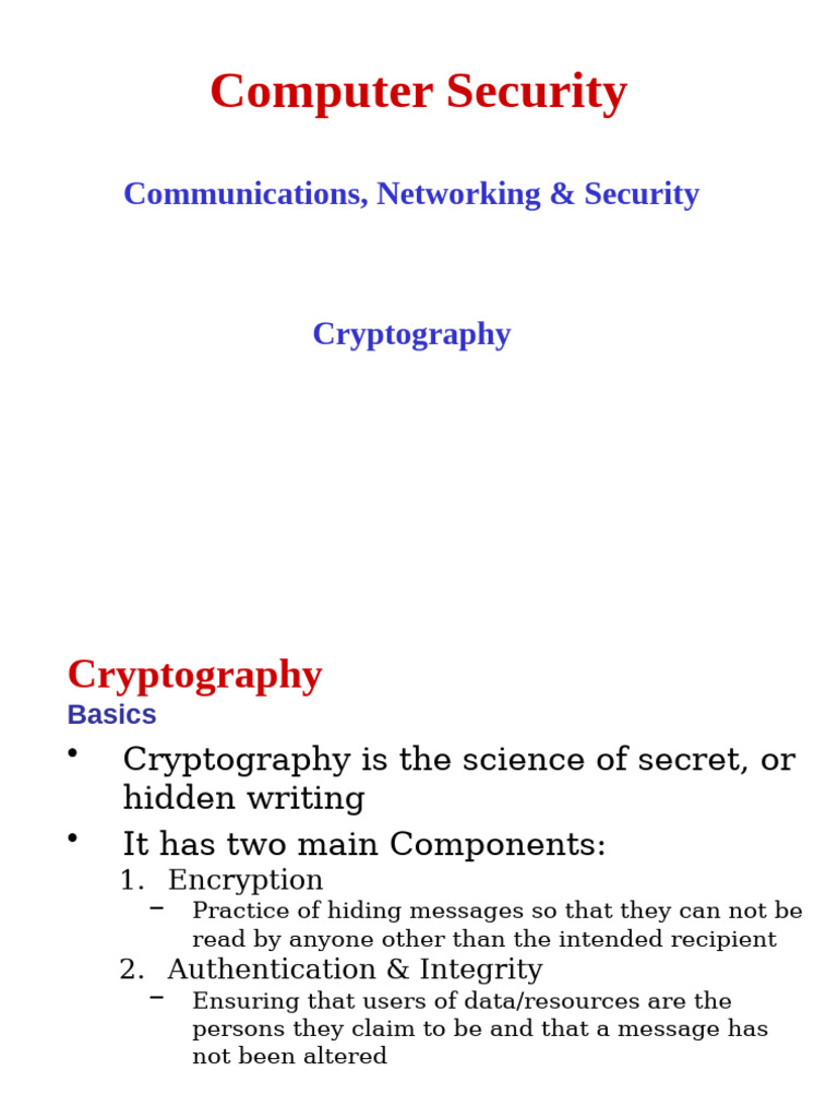 Cryptography Basics and Techniques | PDF | Key (Cryptography) | Public Key Cryptography