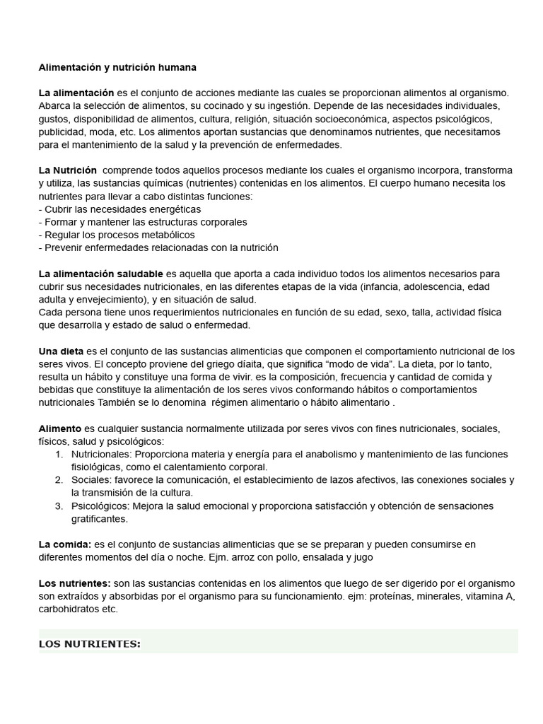 Alimentaci-N y Nutrici-N Humana | PDF | Nutrición | Dieta y nutrición
