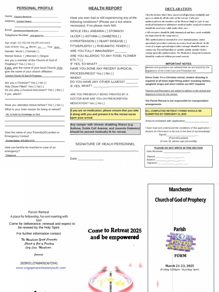 Retreat Application Form 2025 | PDF | Medicine | Health Care