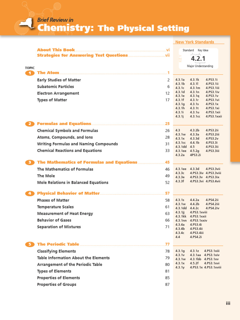 Brief Review in Chemistry The Physical Setting | PDF | Chemistry ...