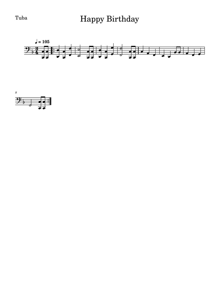 Happy Birthday Tuba | PDF