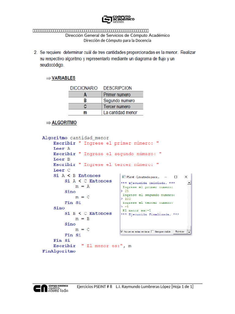 08 Ejercicios PSEINT | PDF