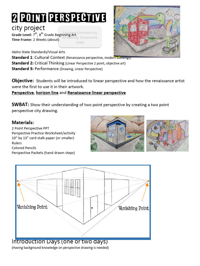 2 Point Linear City Lesson Plan | PDF | Perspective (Graphical) | Drawing