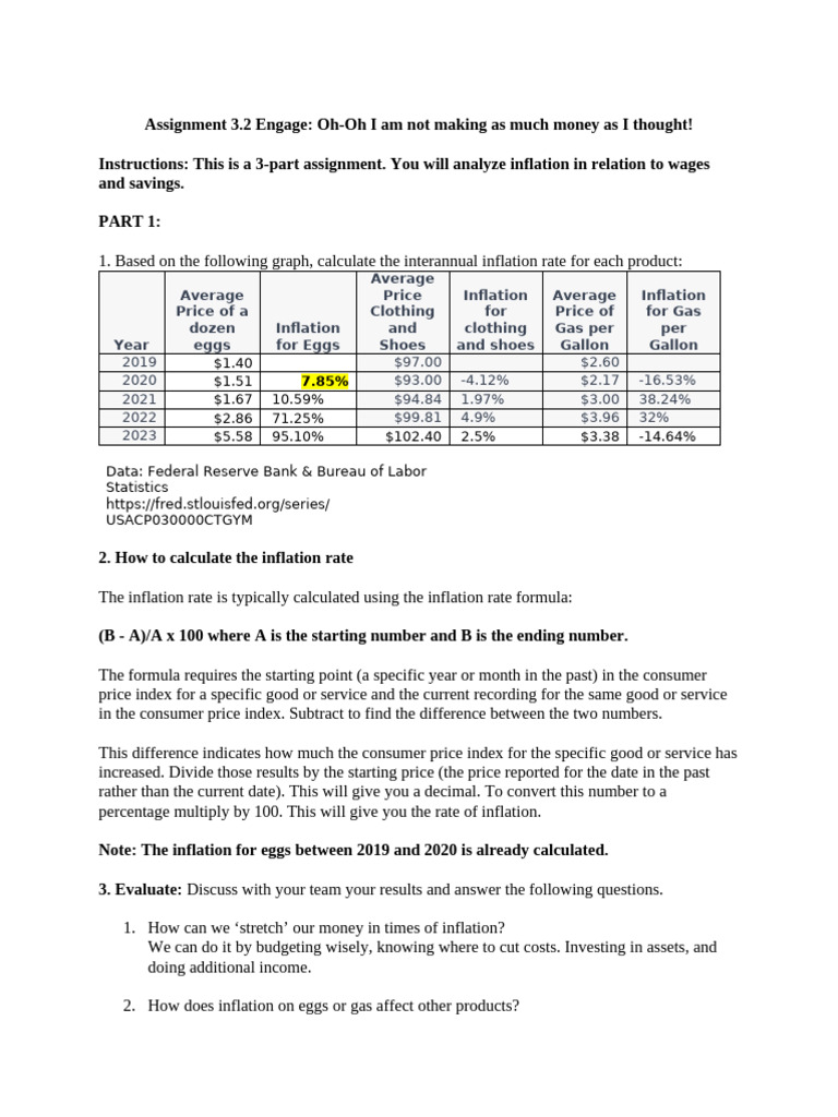 Assignment Inflation (1) | PDF | Inflation | Consumer Price Index