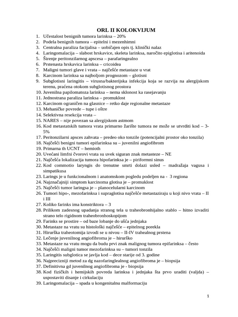 Orl Pitanja Za 2 KLK | PDF