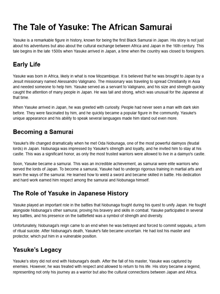 Yasuke: The African Samurai's Legacy | PDF