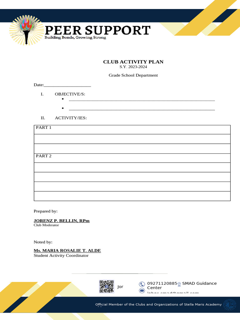 Club Activity Plan 2023-2024 | PDF