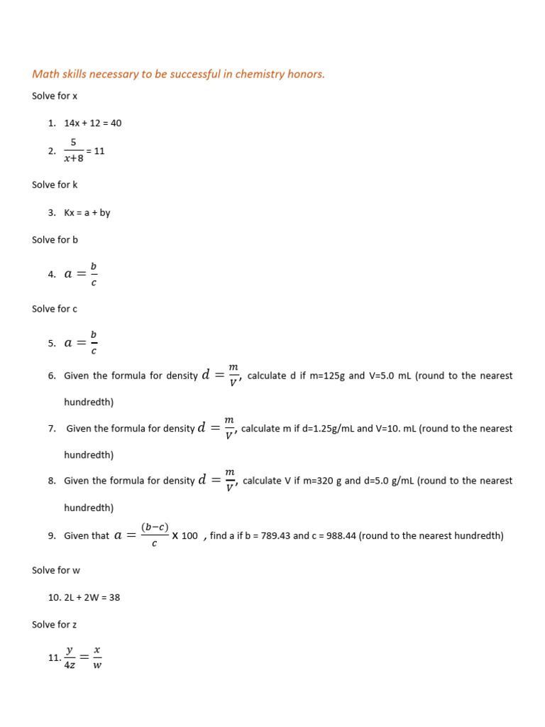 CH Algebra Review | PDF