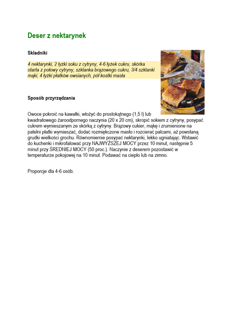 Deser Z Nektarynek | PDF
