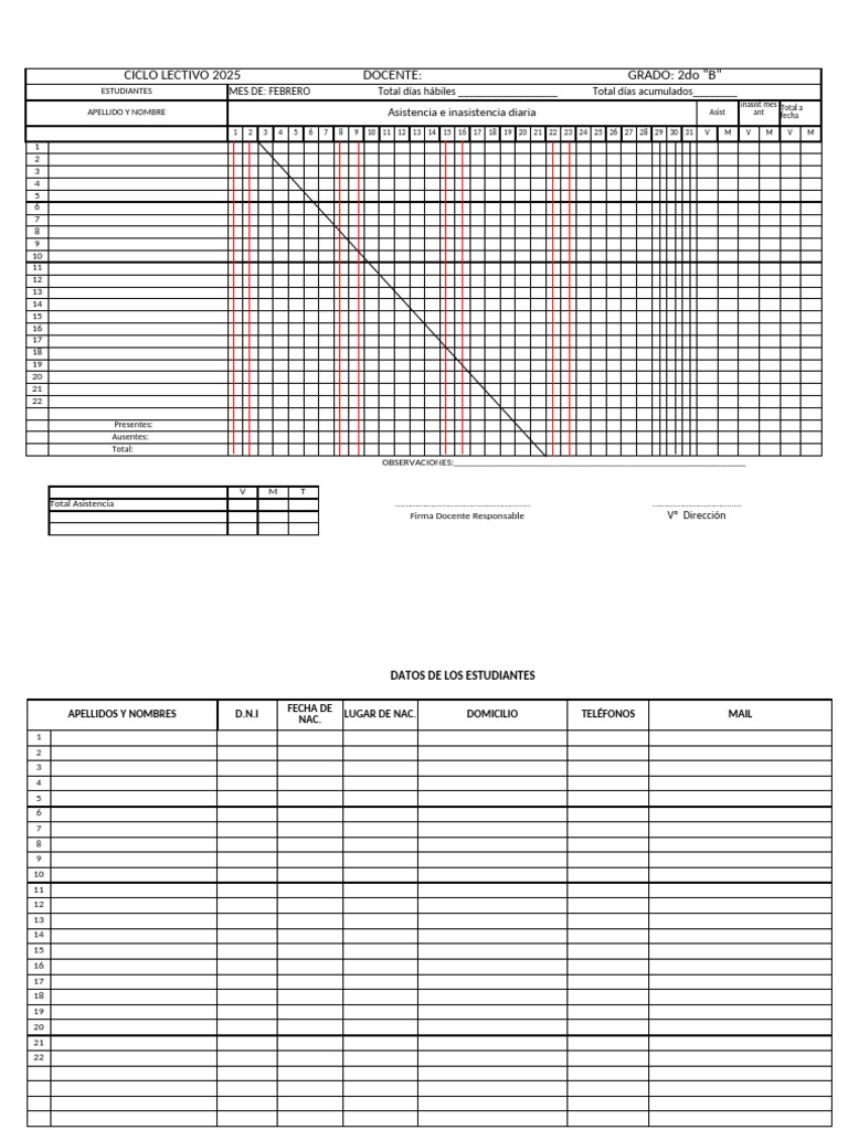Hoja Registro ASIST. | PDF