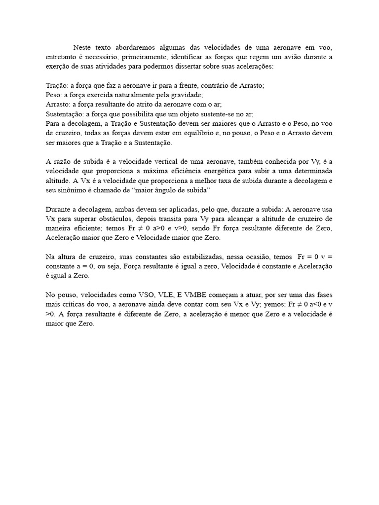 Velocidades Essenciais para Voo e Decolagem. | PDF