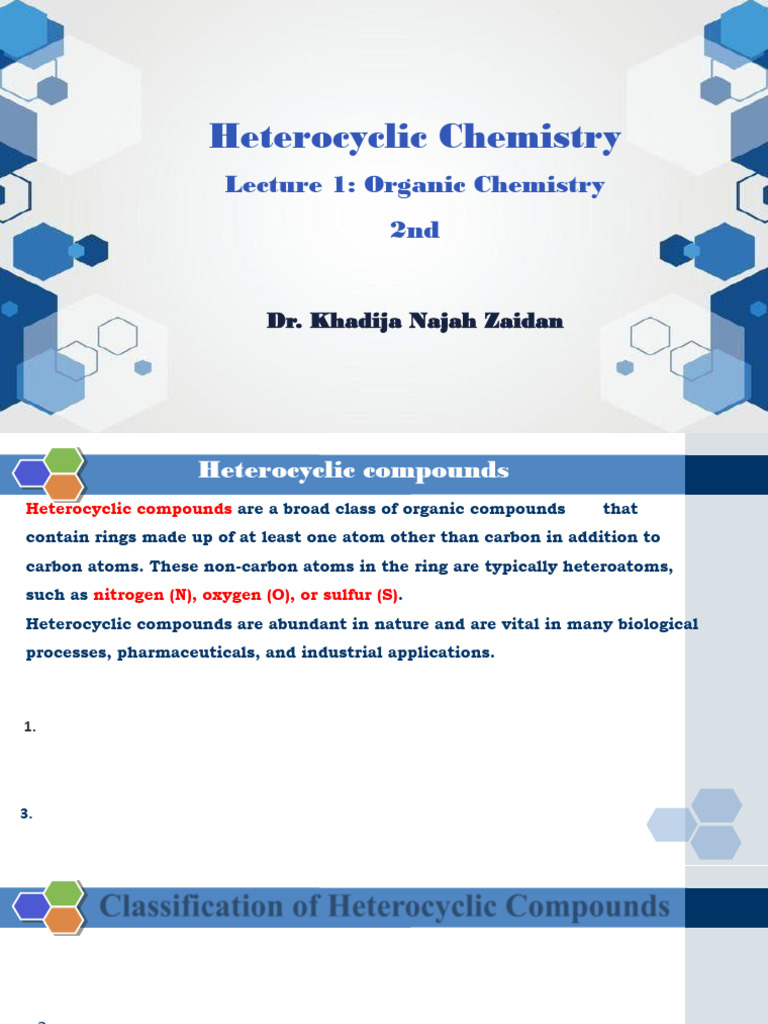 Heterocyclic Compounds Overview | PDF | Heterocyclic Compound | Aromaticity