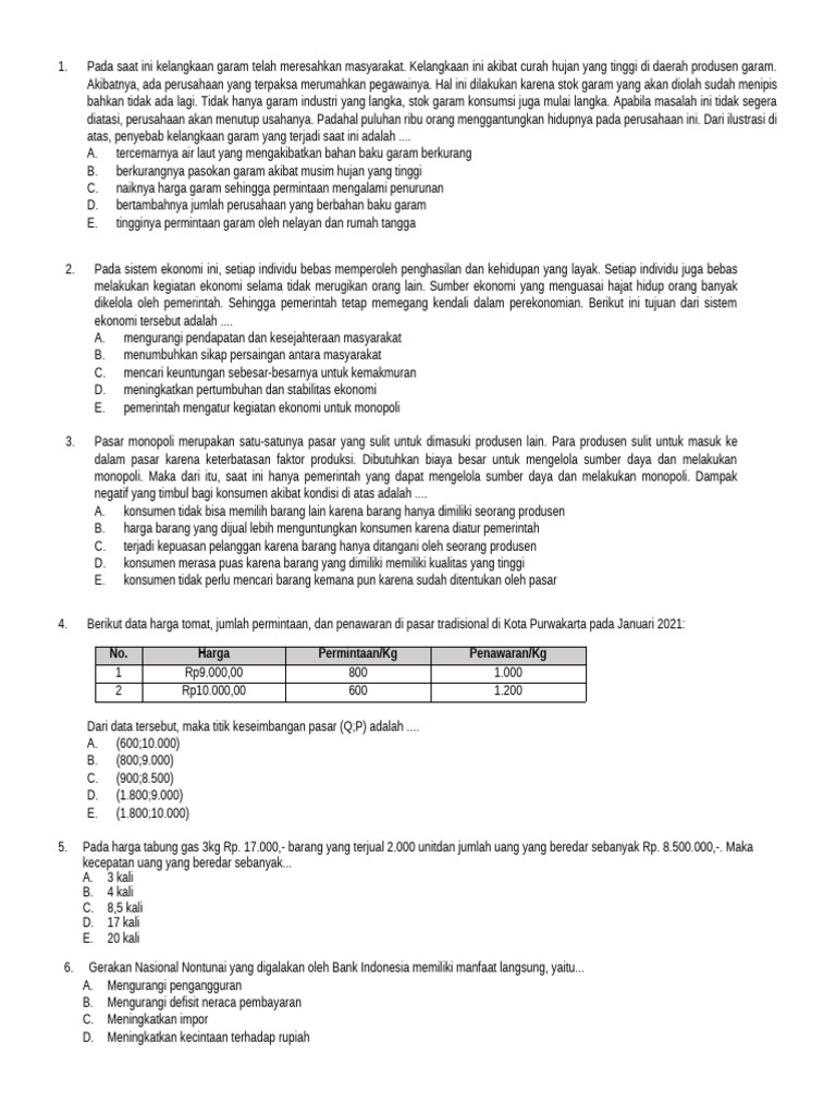 SOAL PSAJ_EKONOMI_2024 | PDF