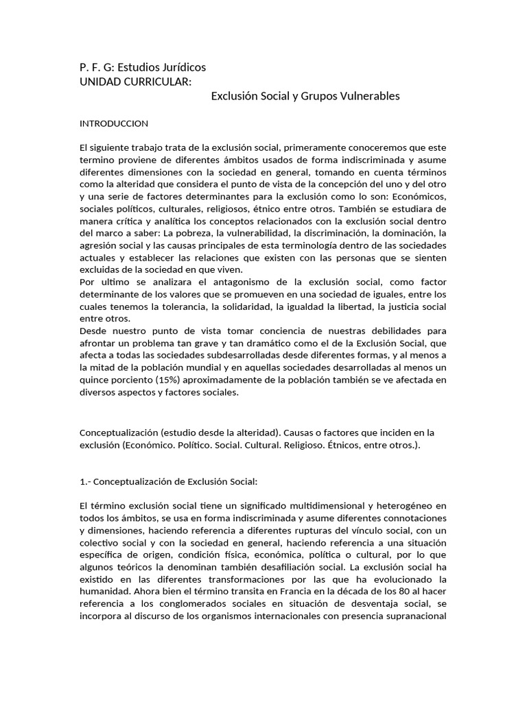 Exclusion Social | PDF | Exclusión social | Pobreza