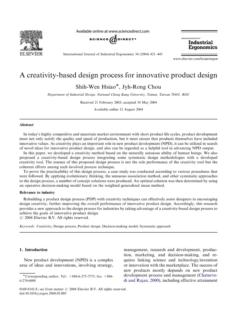 Articulo - A Creativity-Based Design Process For Innovative Product ...