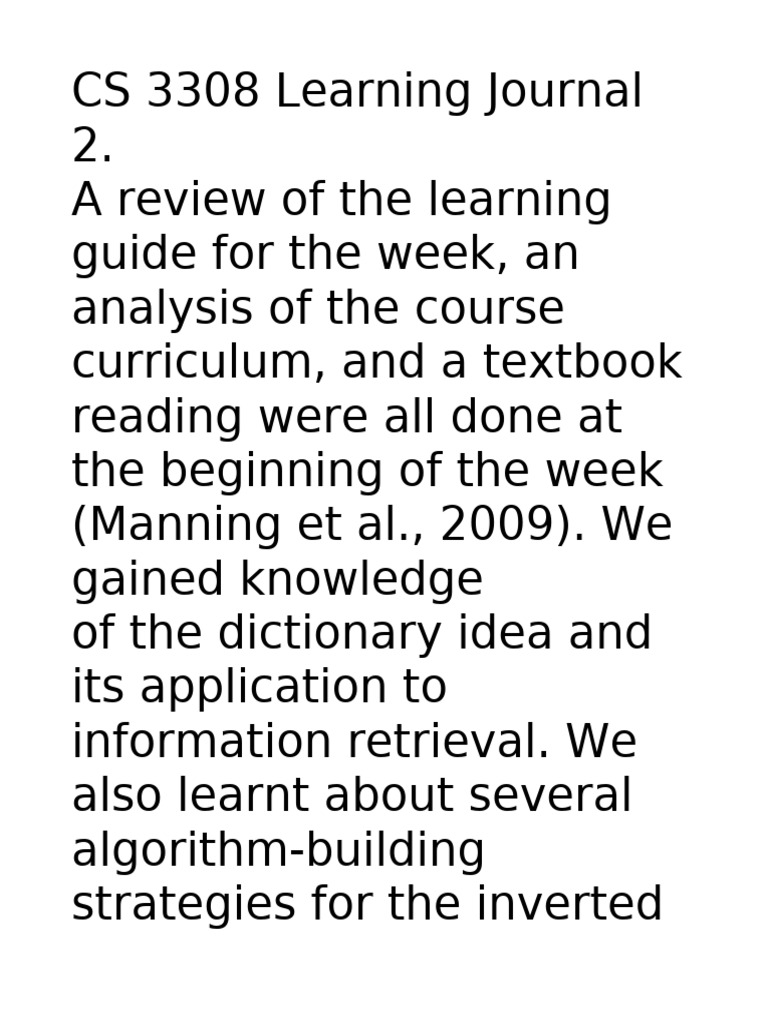 CS 3308 Learning Journal 6 | PDF | Information Retrieval | Cognition