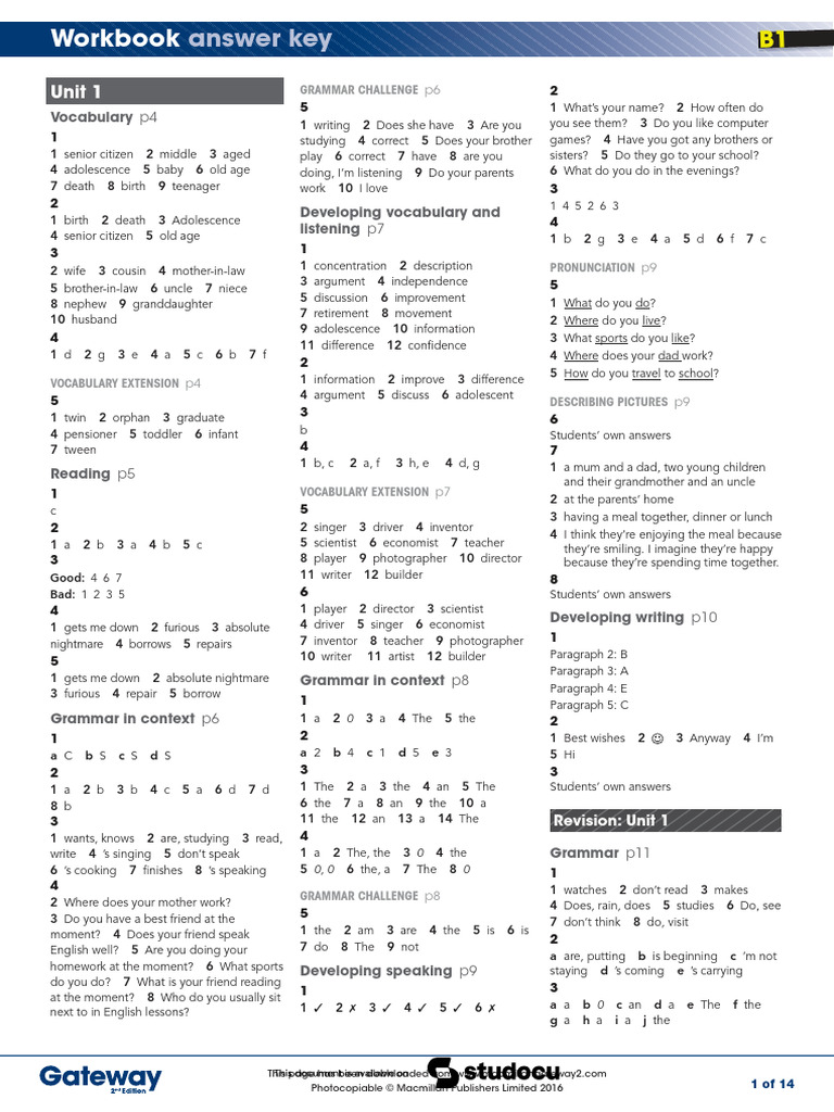 b1 Workbook Answer Key | PDF | Robbery