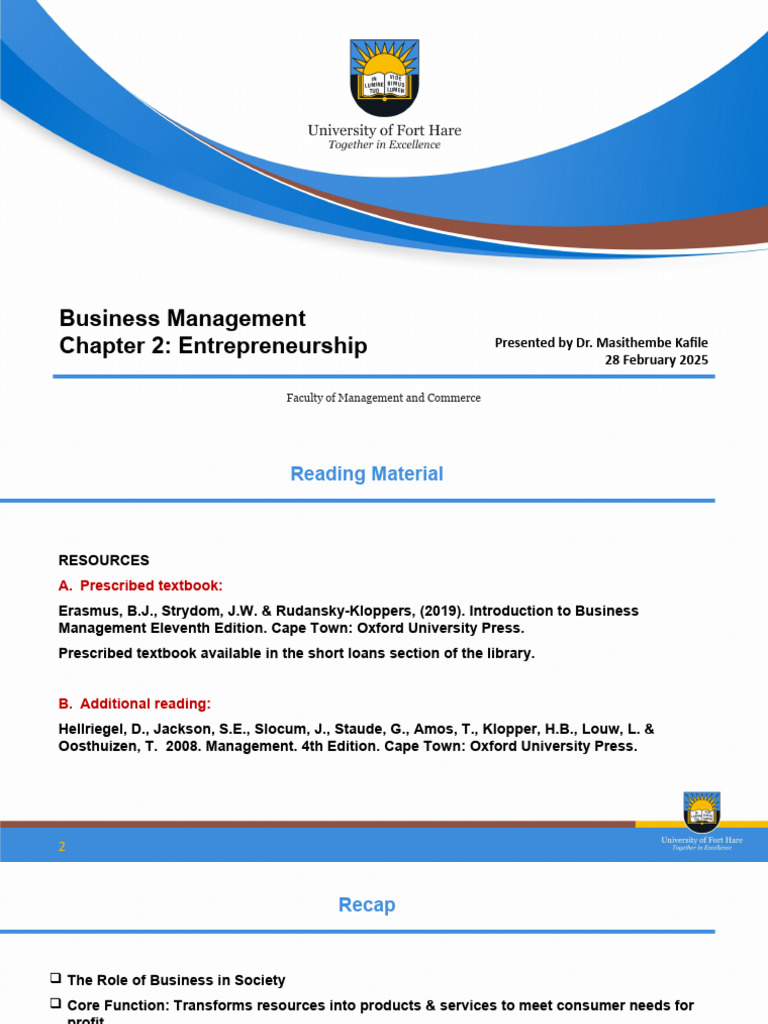 Chapter Two Entrepreneur Lecture Slides | PDF | Entrepreneurship ...