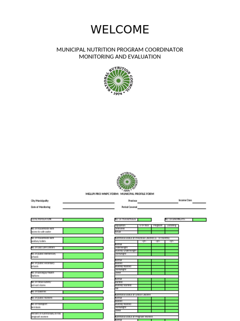 Municipal Nutrition Program Monitoring Guide | PDF | Human Nutrition | Nutrition