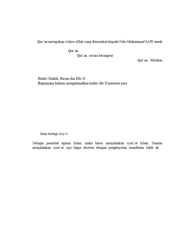 Soal Keislaman Ujian Kompre | PDF