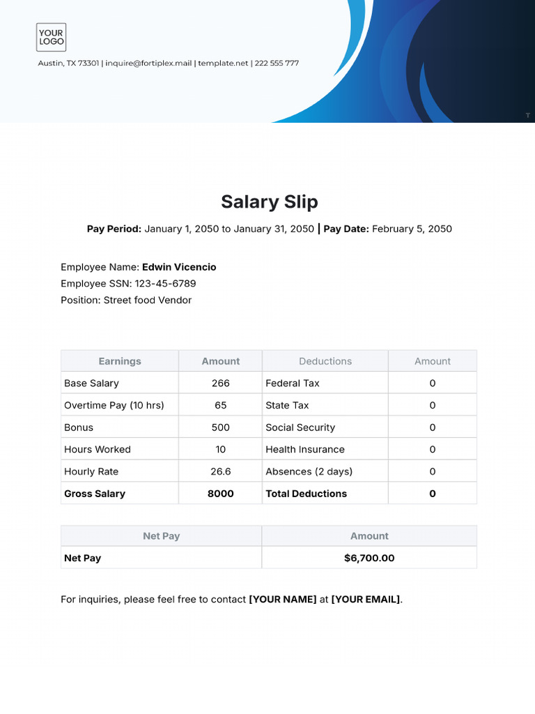 Salary Slip Template | PDF