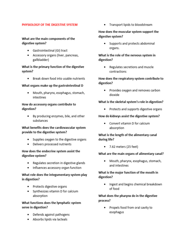 Digestive System Physiology Overview | PDF | Digestion | Human ...